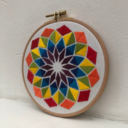 Rhombus rainbow (kit example) dark to light finished embroidery hoop ...